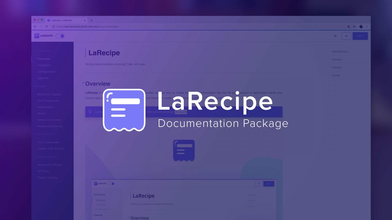 Larecipe Documentation Package
