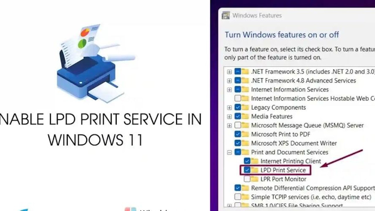 How to Enable LPD Print Service in Windows 11? - DevDojo