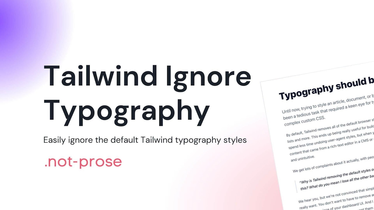 TailwindCSS Ignore Typography - DevDojo